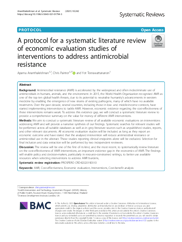 (PDF) A protocol for a systematic literature review of economic ...