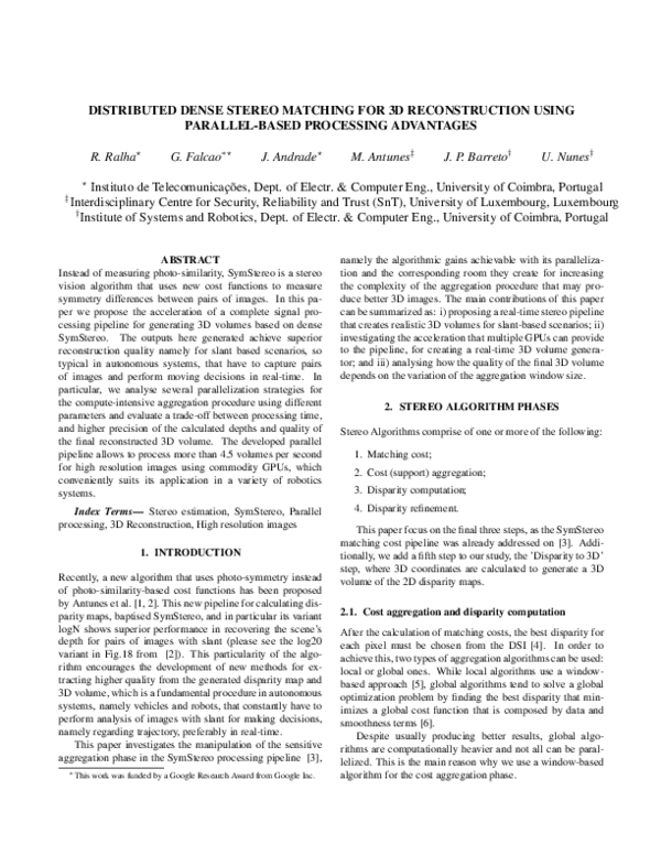 (PDF) Distributed dense stereo matching for 3D reconstruction using parallel-based processing ...