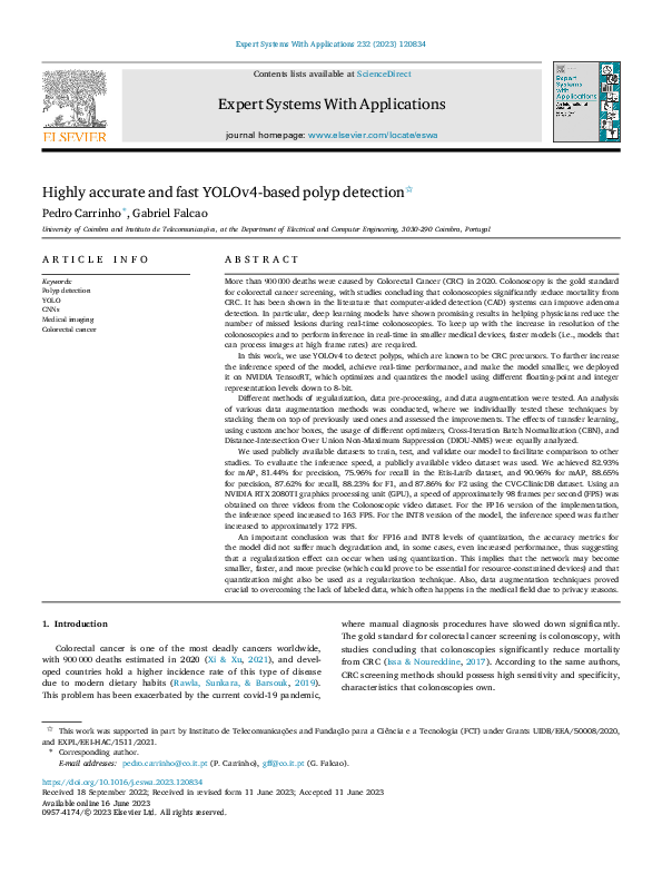 (PDF) Highly Accurate and Fast YOLOv4-Based Polyp Detection