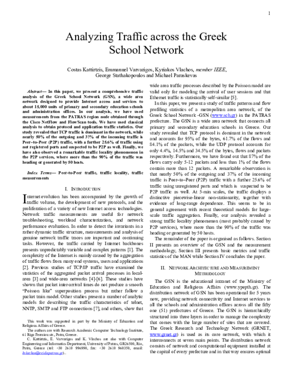 (PDF) Analyzing Traffic across the Greek School Network