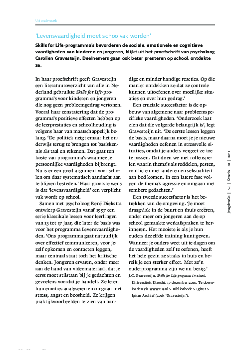 (PDF) ‘Levensvaardigheid moet schoolvak worden’