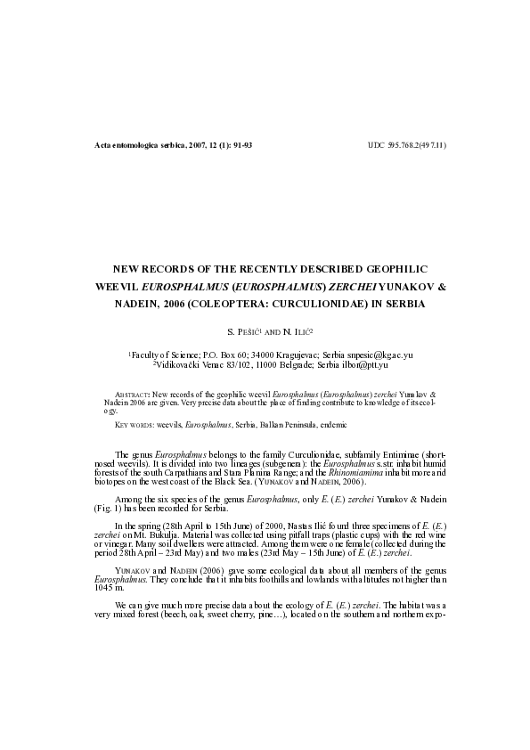 (PDF) New Records of the Recently Described Geophilic Weevil ...