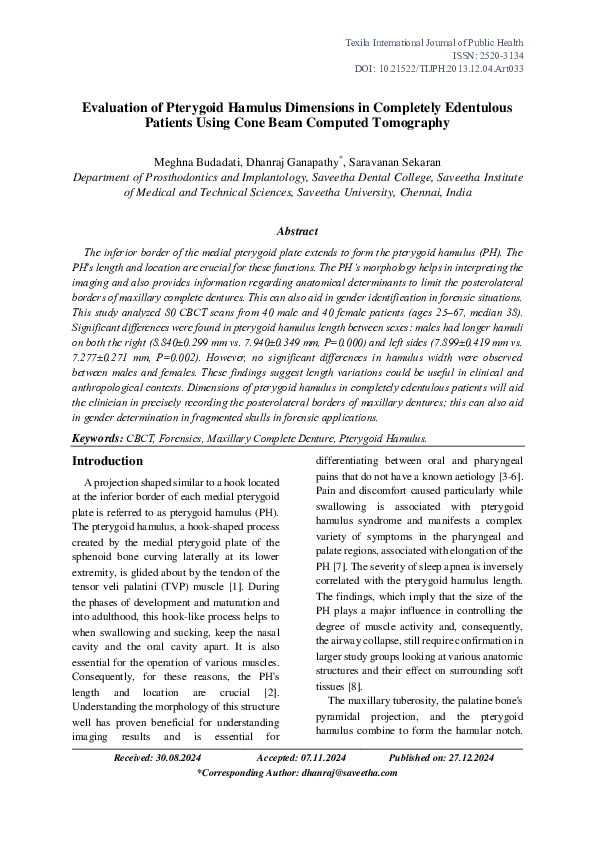 (PDF) Evaluation of Pterygoid Hamulus Dimensions in Completely Edentulous Patients Using Cone ...