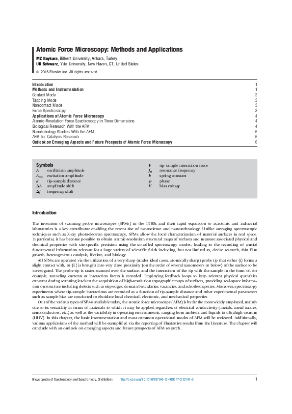 (PDF) Atomic Force Microscopy: Methods and Applications