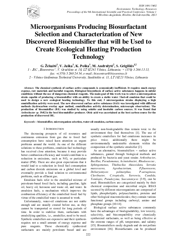 (PDF) Microorganisms Producing Biosurfactant Selection and ...