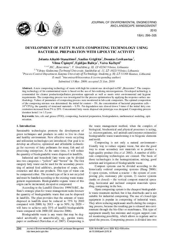 (PDF) Development of Fatty Waste Composting Technology Using Bacterial ...