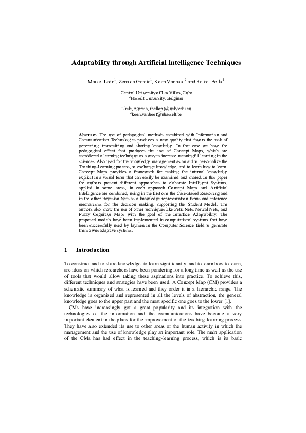 (PDF) Adaptability through Artificial Intelligence Techniques