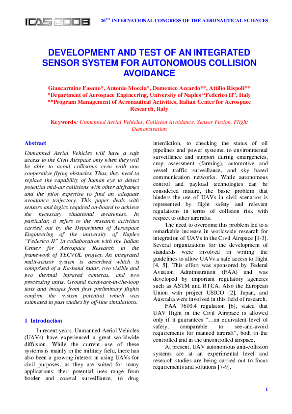 (PDF) Development and Test of an Integrated Sensor System for ...