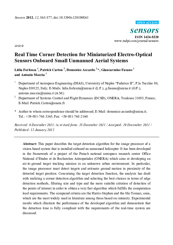 (PDF) Real Time Corner Detection for Miniaturized Electro-Optical Sensors Onboard Small Unmanned ...