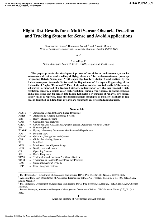(PDF) Flight Test Results for a Multi Sensor Obstacle Detection and ...