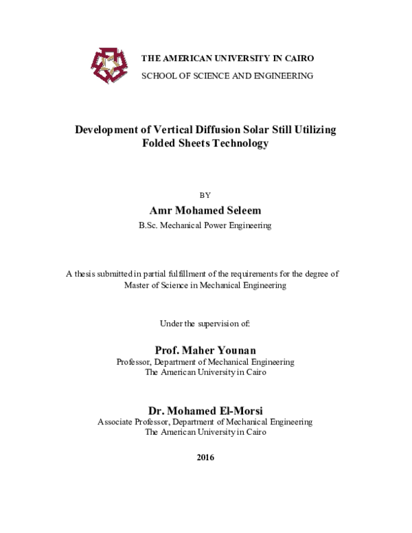 (PDF) Development of vertical diffusion solar stills utilizing folded ...