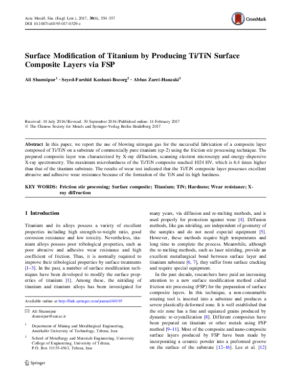 (PDF) Surface Modification of Titanium by Producing Ti/TiN Surface ...