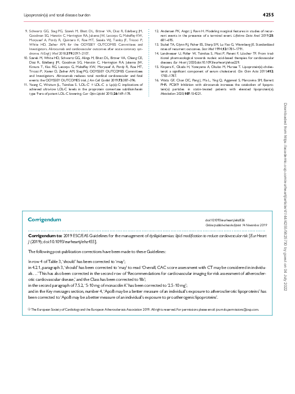 (PDF) Corrigendum to: 2019 ESC/EAS Guidelines for the management of ...