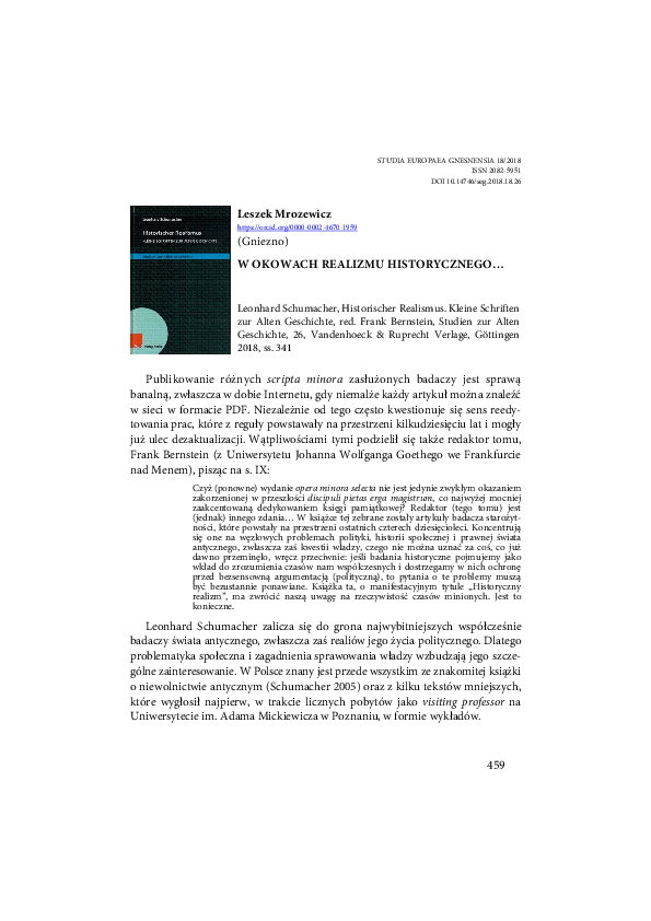 (PDF) W okowach realizmu historycznego…; rec. ksiażki: Leonhard ...