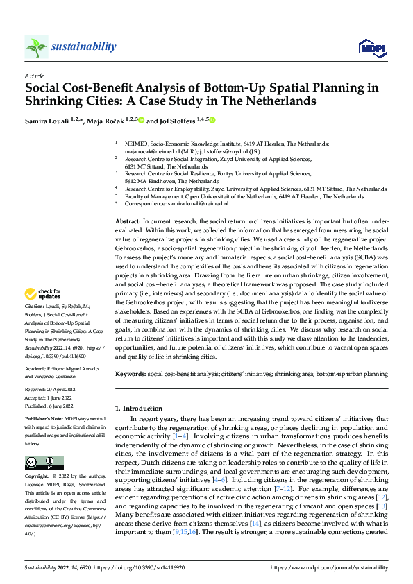 (PDF) Social Cost-Benefit Analysis of Bottom-Up Spatial Planning in ...