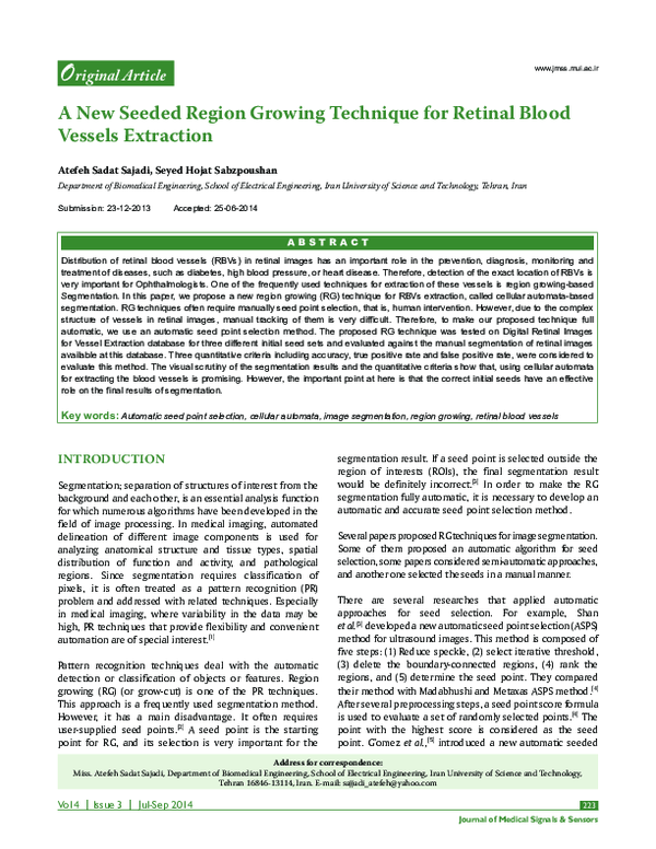 (PDF) A New Seeded Region Growing Technique for Retinal Blood Vessels ...