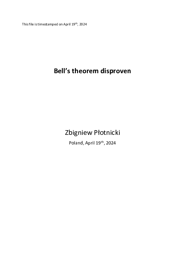 (PDF) Bell's theorem disproven (v3)