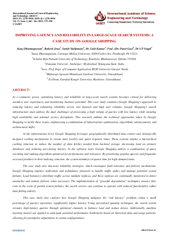(PDF) Improving Latency and Reliability in Large-Scale Search Systems A Case Study on Google ...