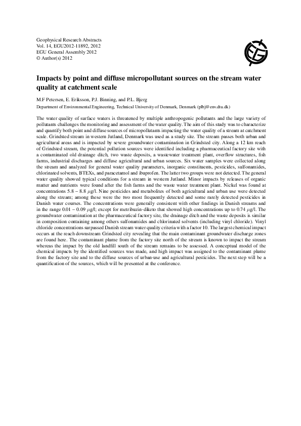 (PDF) Impacts by point and diffuse micropollutant sources on the stream ...