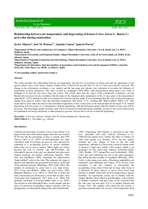 (PDF) Relationship between air temperature and degreening of lemon ...