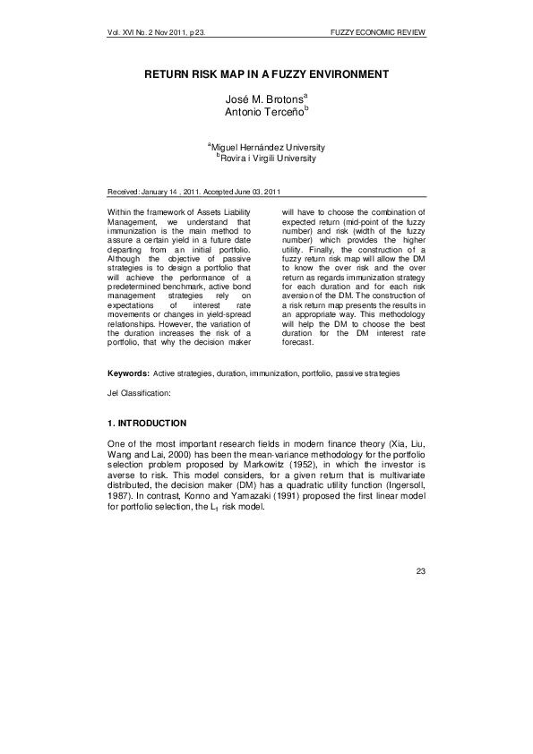 (PDF) Return Risk Map in a Fuzzy Environment