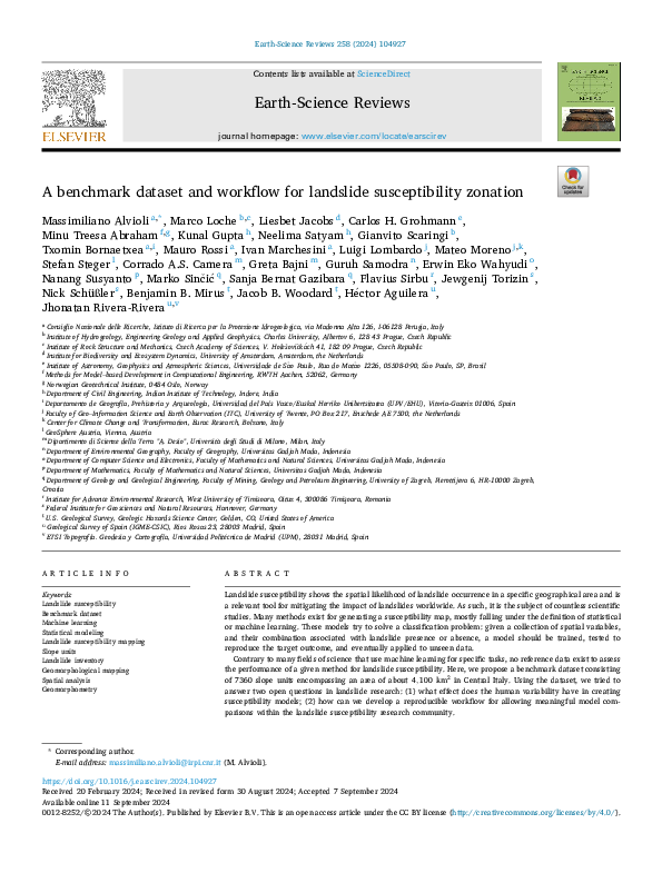 (PDF) A benchmark dataset and workflow for landslide susceptibility zonation