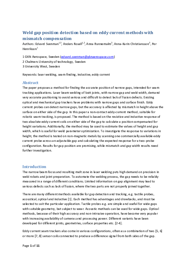 (PDF) Weld gap position detection based on eddy current methods with ...