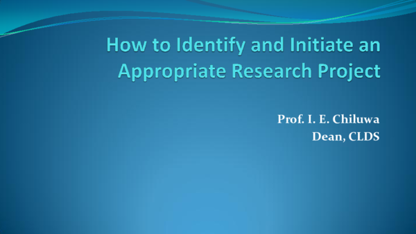 (PDF) How to Identify and Initiate an Appropriate Research Project