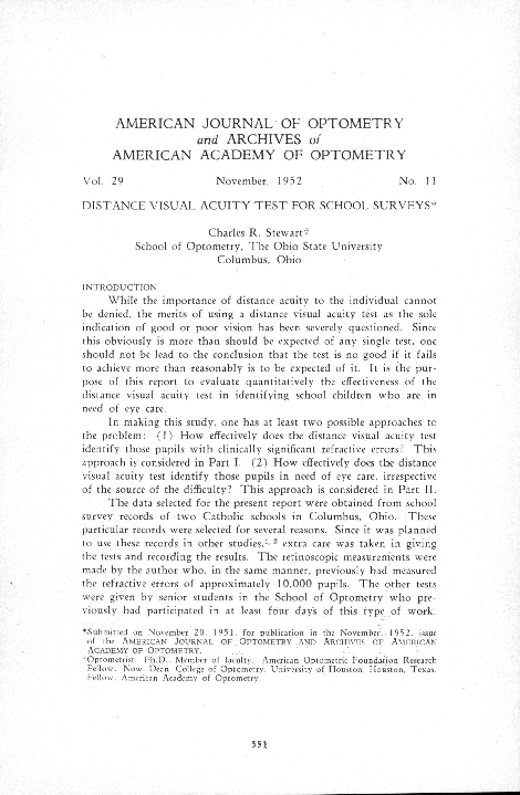 (PDF) Distance Visual Acuity Test for School Surveys | Charles Stewart ...