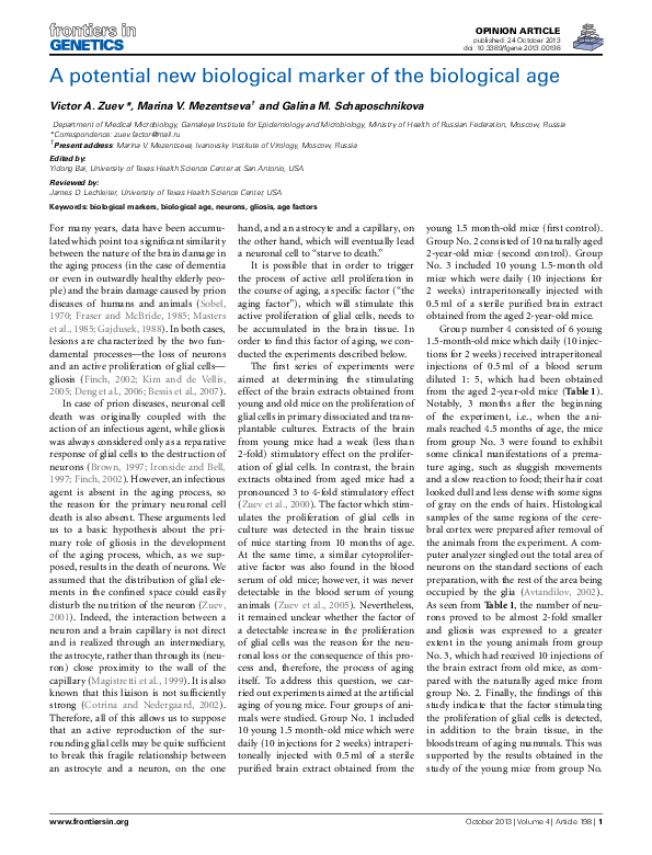 (PDF) A potential new biological marker of the biological age