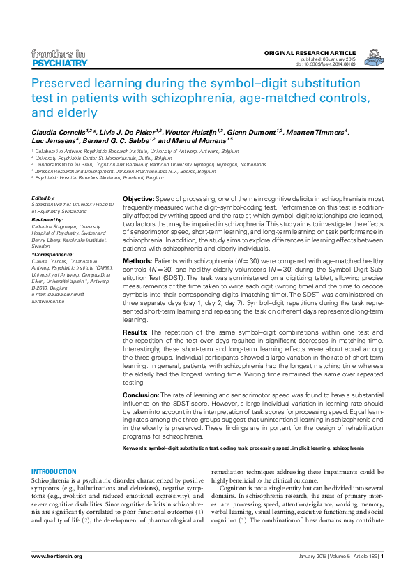 (PDF) Preserved Learning during the Symbolâ€“Digit Substitution Test in ...