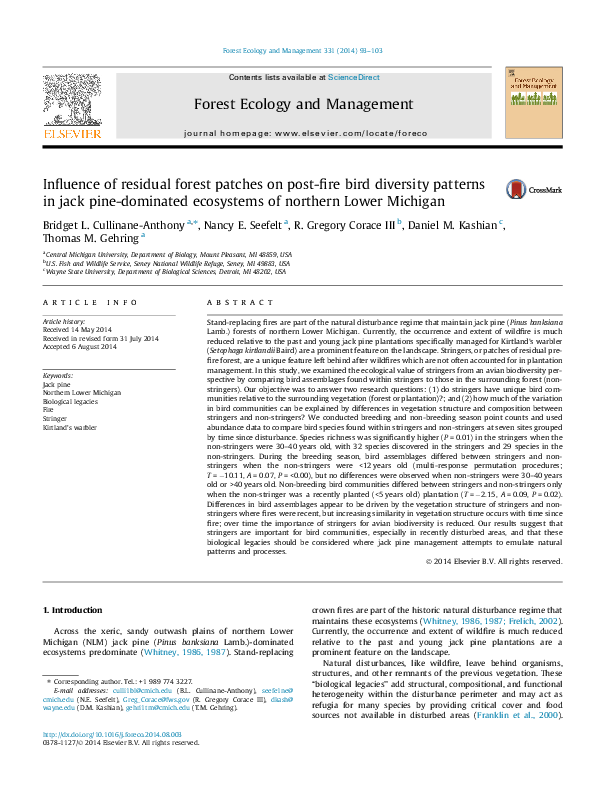 (PDF) Influence of residual forest patches on post-fire bird diversity ...