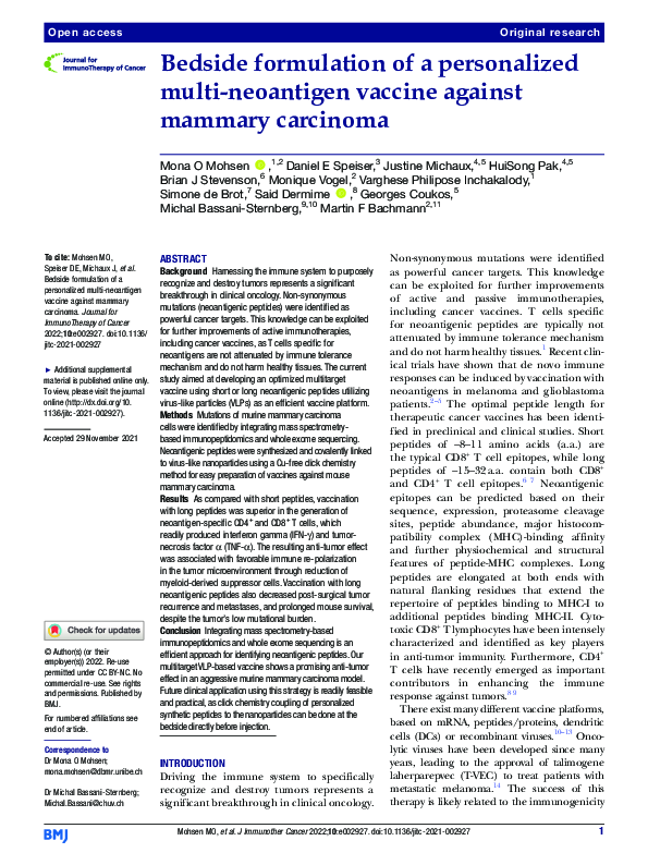 (PDF) Bedside formulation of a personalized multi-neoantigen vaccine ...