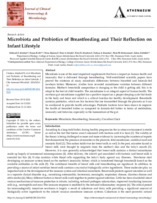 (PDF) Microbiota and Probiotics of Breastfeeding and Their Reflection ...