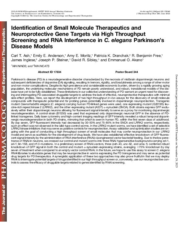 (PDF) Identification of Small Molecule Therapeutics and Neuroprotective ...