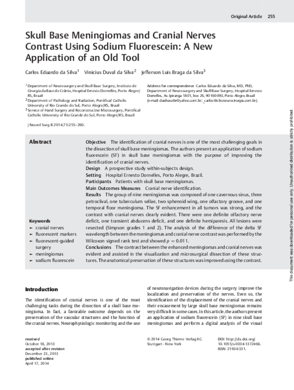 (PDF) Skull Base Meningiomas and Cranial Nerves Contrast Using Sodium ...
