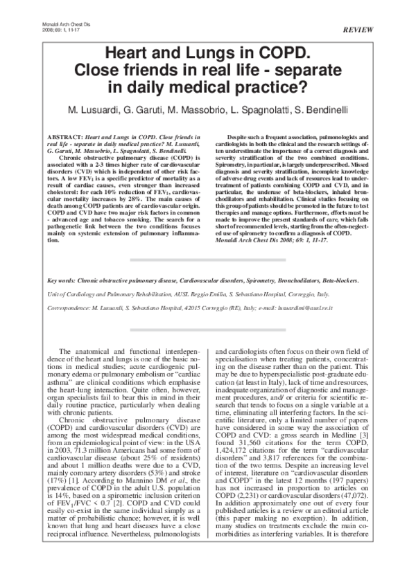 (PDF) Heart and Lungs in COPD. Close friends in real life - separate in ...