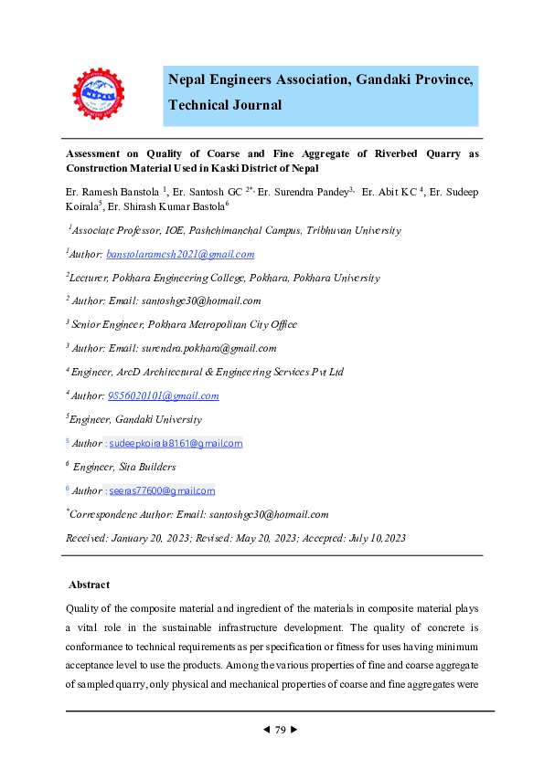 (PDF) Assessment on Quality of Coarse and Fine Aggregate of Riverbed ...