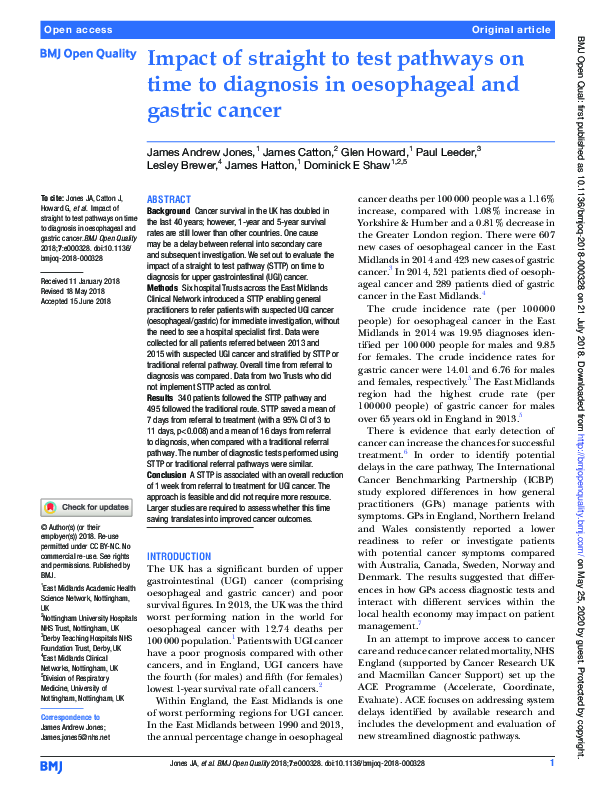 (PDF) Impact of straight to test pathways on time to diagnosis in ...