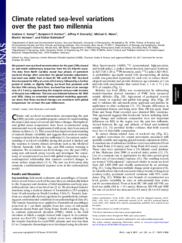 (PDF) Climate related sea-level variations over the past two millennia
