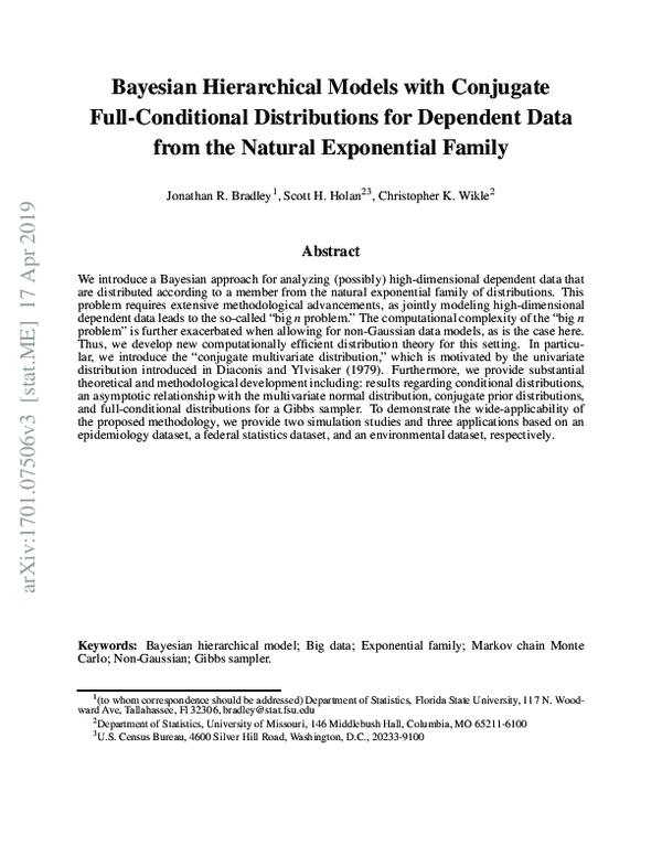 (PDF) Bayesian Hierarchical Models With Conjugate Full-Conditional Distributions for Dependent ...