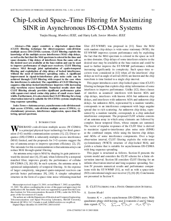(PDF) Maximizing SINR with Chip-Locked Filtering