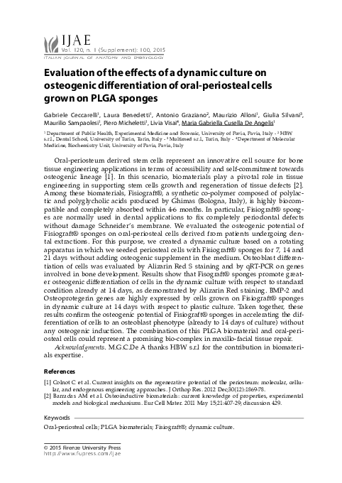 (PDF) Evaluation of the effects of a dynamic culture on osteogenic ...