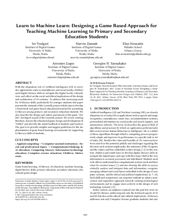 (PDF) Learn to Machine Learn: Designing a Game Based Approach for ...