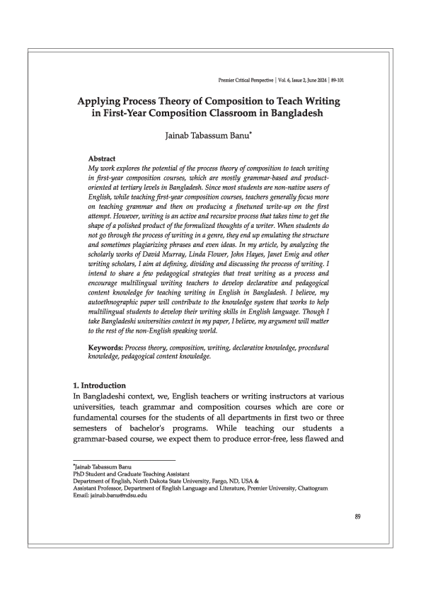 (PDF) Applying Process Theory of Composition to Teach Writing in the ...