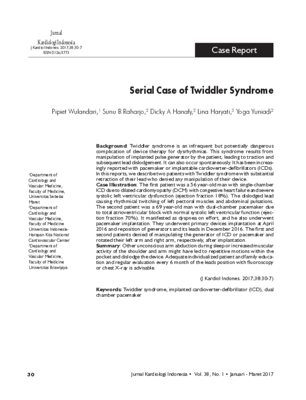 (PDF) Serial Case of Twiddler Syndrome