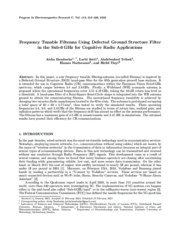 (PDF) Frequency Tunable Filtenna Using Defected Ground Structure Filter ...