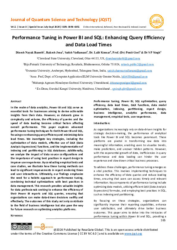 (PDF) Performance Tuning in Power BI and SQL: Enhancing Query ... (PDF) Performance Tuning in Power BI and SQL: Enhancing Query ...