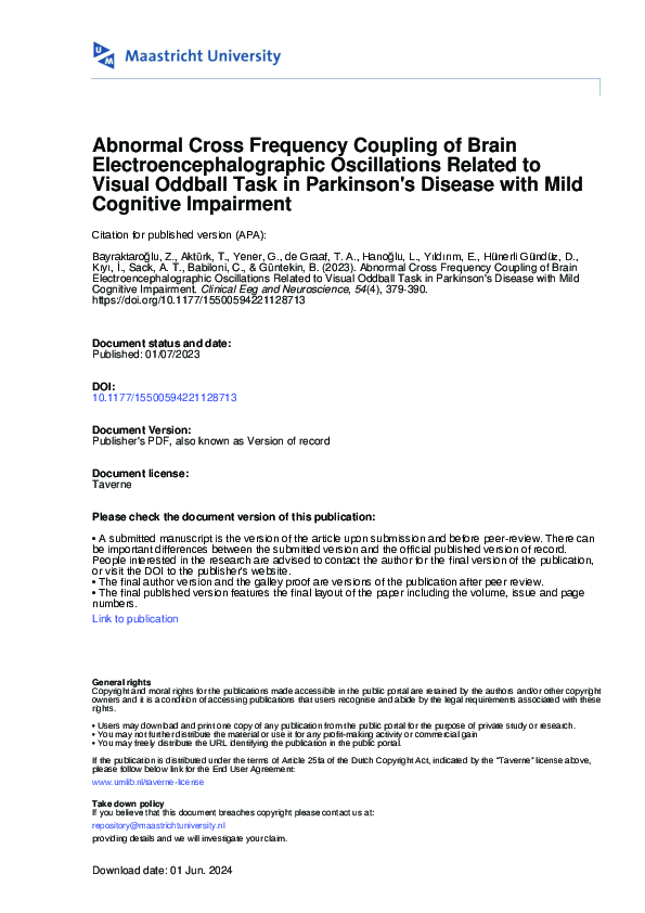 (PDF) Abnormal Cross Frequency Coupling of Brain Electroencephalographic Oscillations Related to ...