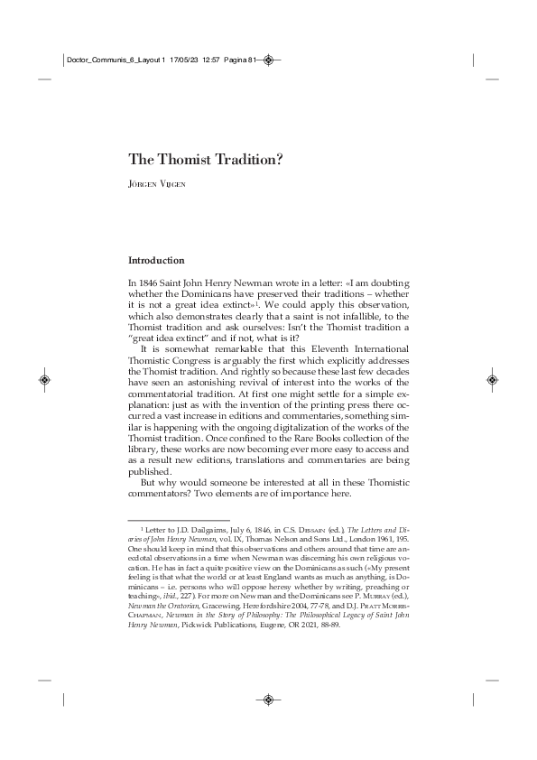 (PDF) The Thomist Tradition?